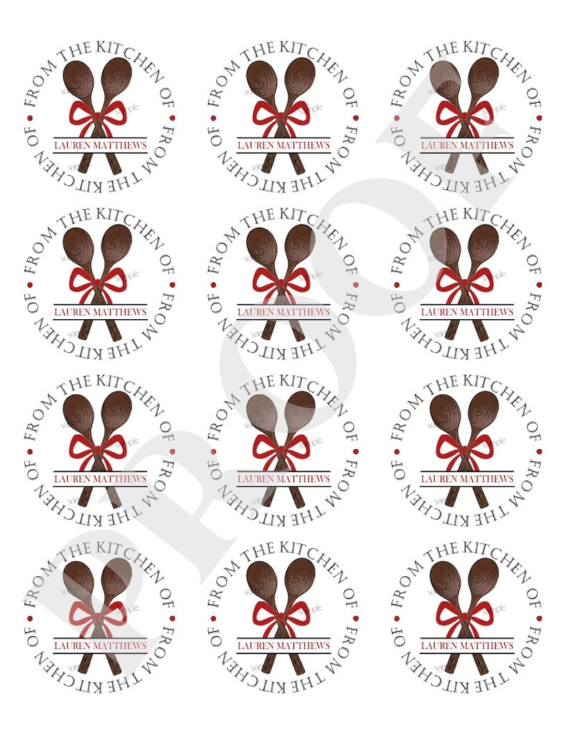 Personalized Baking Stickers Wooden Spoon Stickers Baking | Etsy