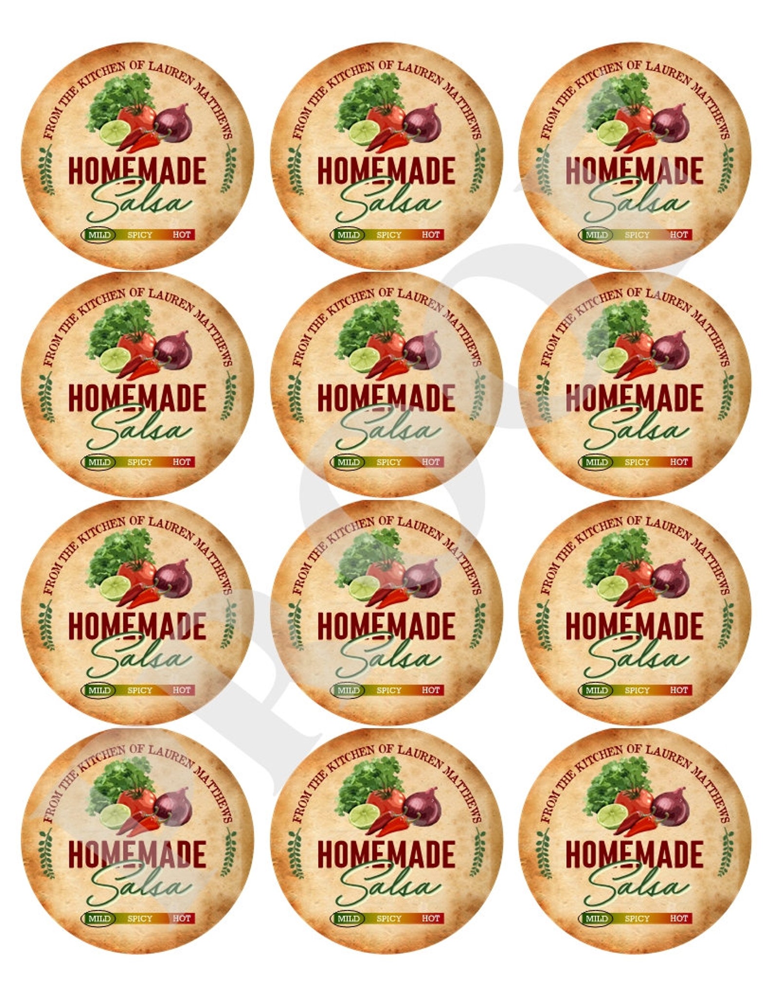 WATERPROOF Salsa Stickers, Mild Salsa Labels, Homemade Salsa Labels ...