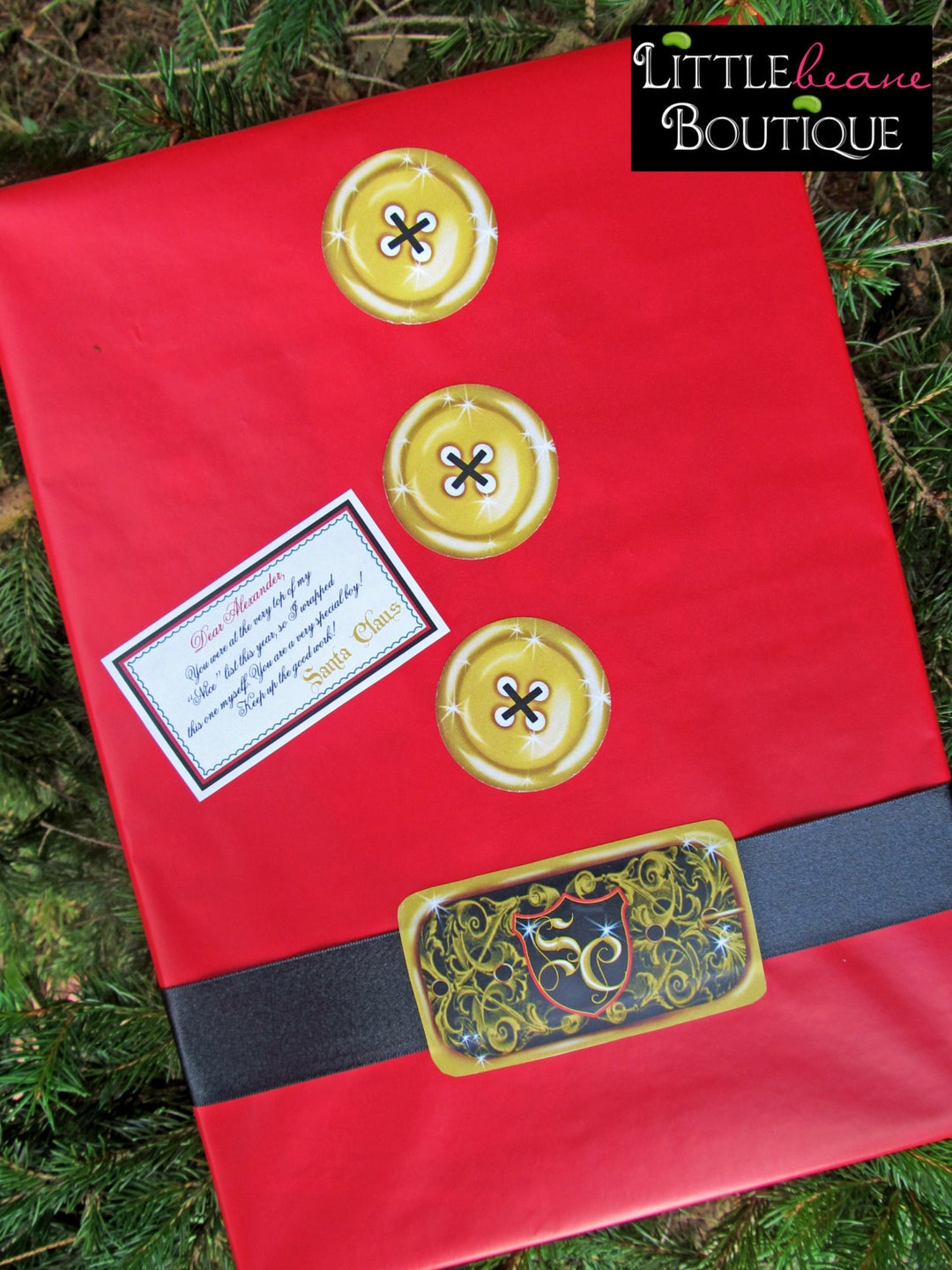 Printable Santa Gift Wrap Stickers Santa Suit Gift Box - Etsy