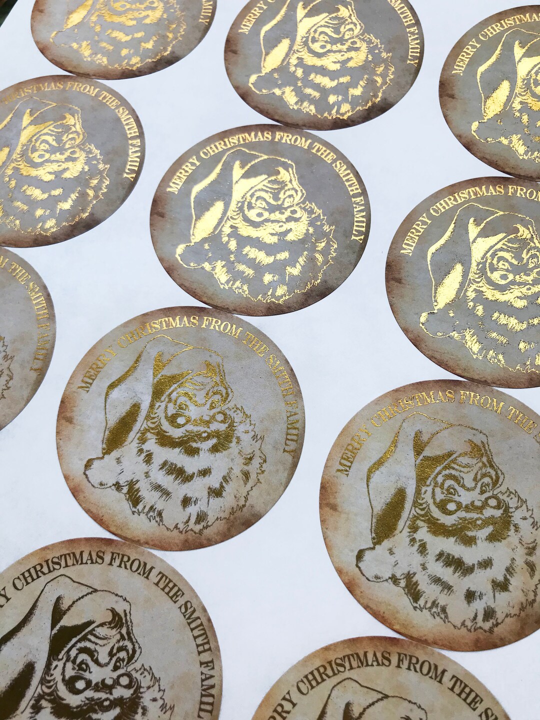 Santa Christmas Labels, Vintage Christmas Stickers, Metallic, Santa ...