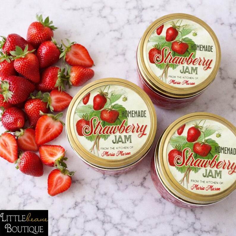 Strawberry Jam Labels, Strawberry Jelly Labels, Jam Jar Labels ...