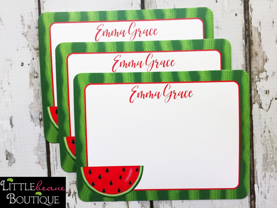 Watermelon Notecards, Watermelon Stationery, Flat Notecards, Watermelon ...