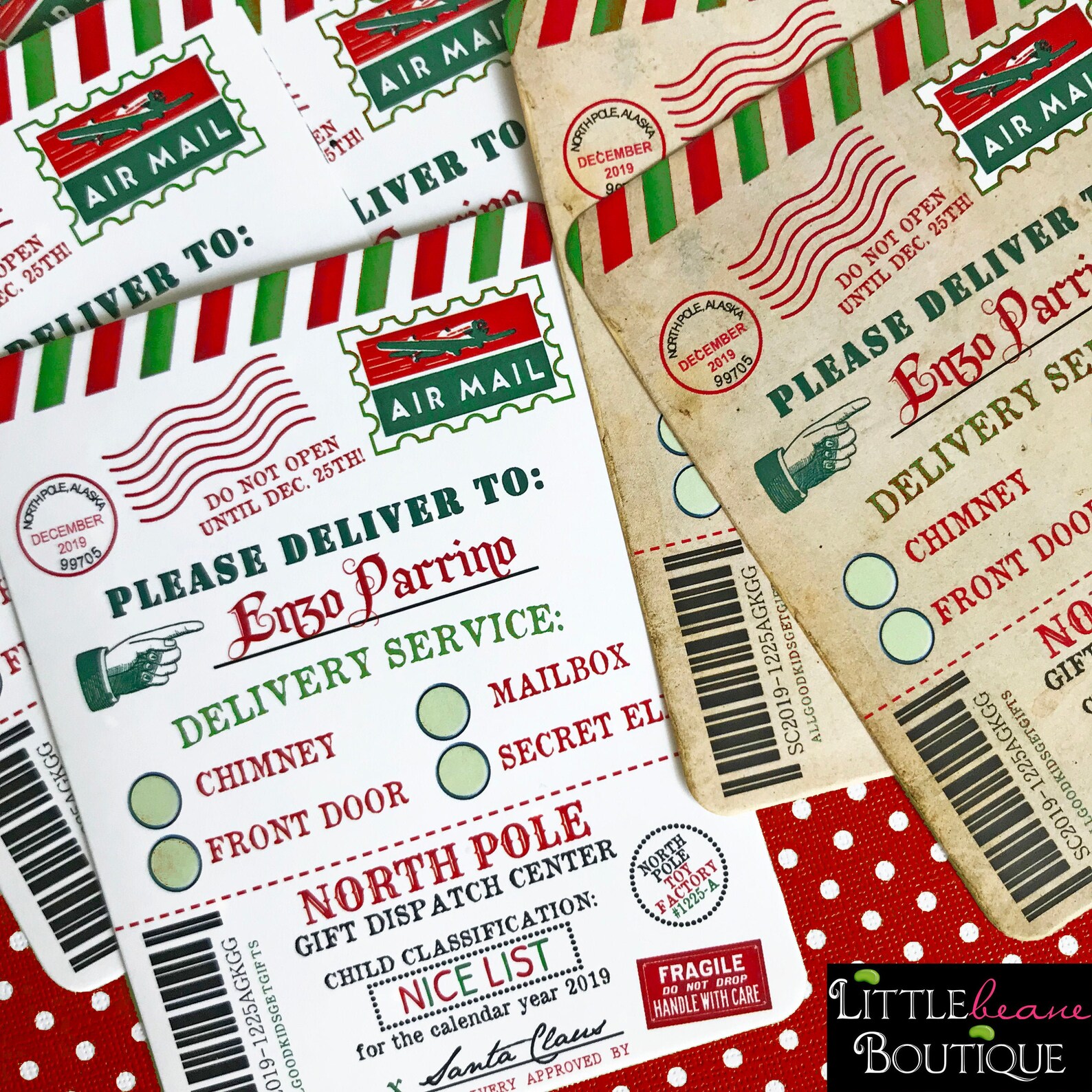 Christmas Special Delivery Stickers Christmas Air Mail Santa - Etsy