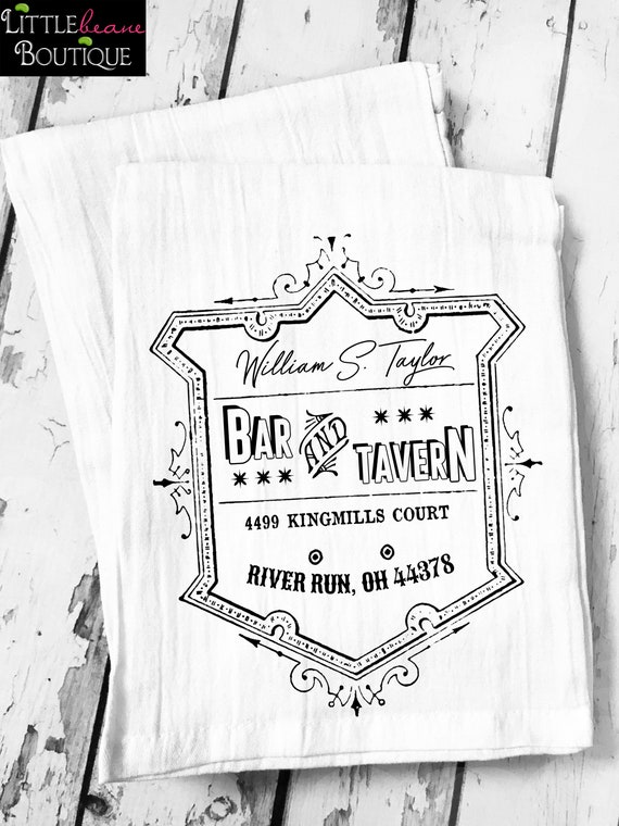Personalized Bar Towel - Bar and Tavern Towel - Rustic Tea Towel - Pub ...