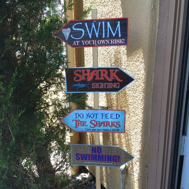 Printable Shark Party Signs, Ocean Theme Sign Post Decorations (digital ...