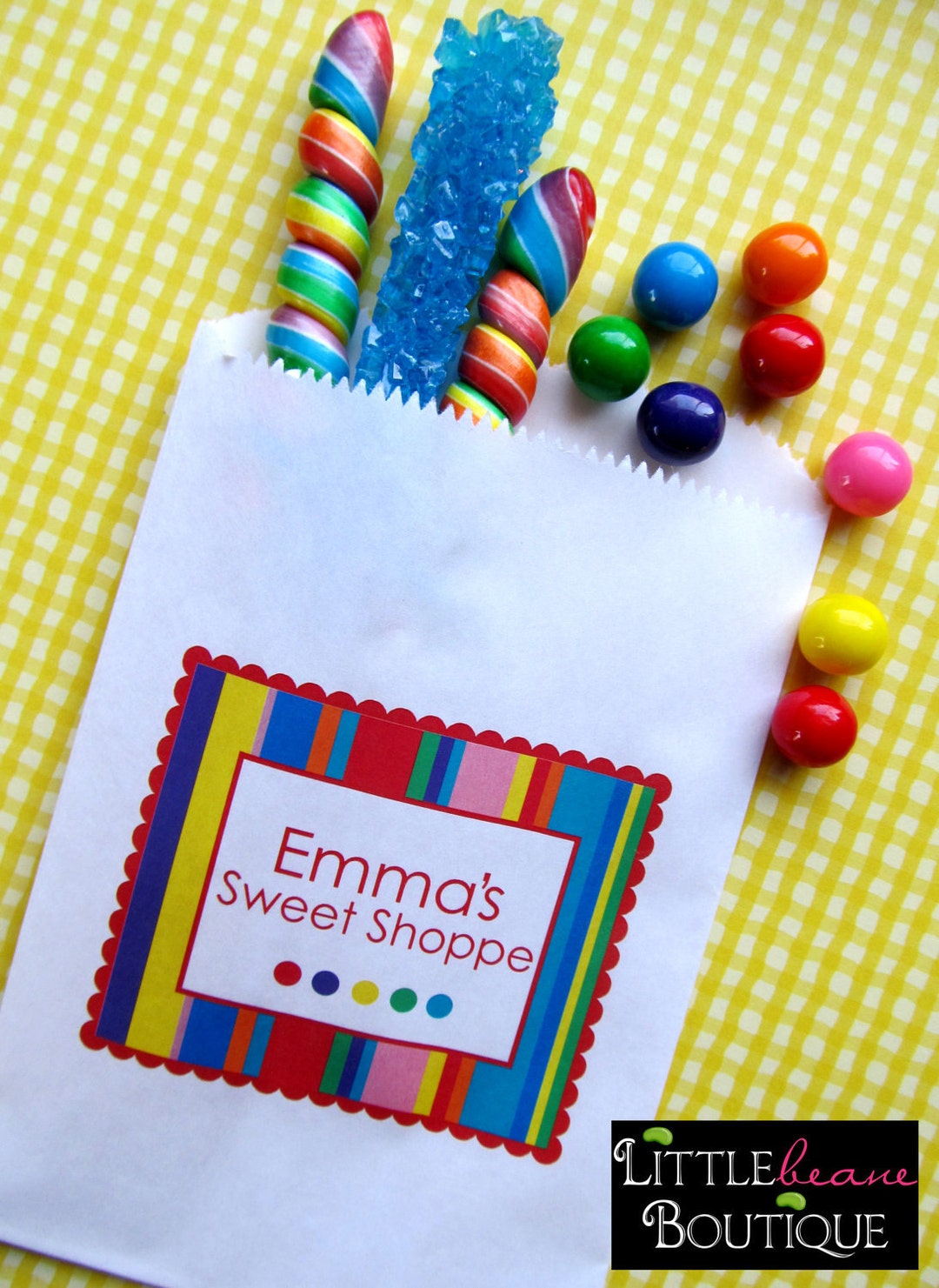Personalized Candy Bags, Big Stripes, Party Favor Bags, Candy Buffet ...
