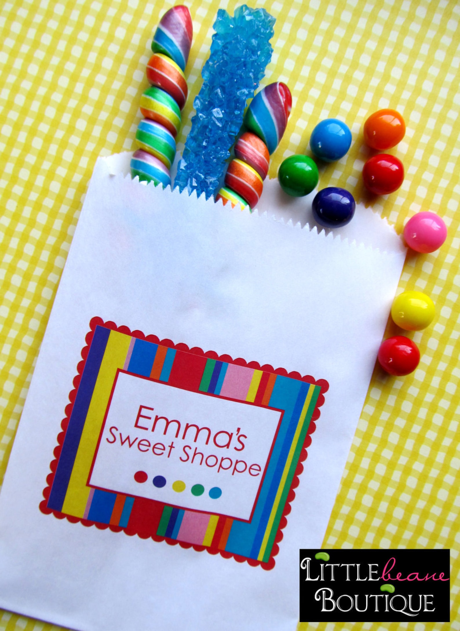 Personalized Candy Bags, Big Stripes, Party Favor Bags, Candy Buffet ...