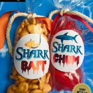Shark Bait Stickers, Shark Chum Stickers, Shark Party, Shark Stickers ...