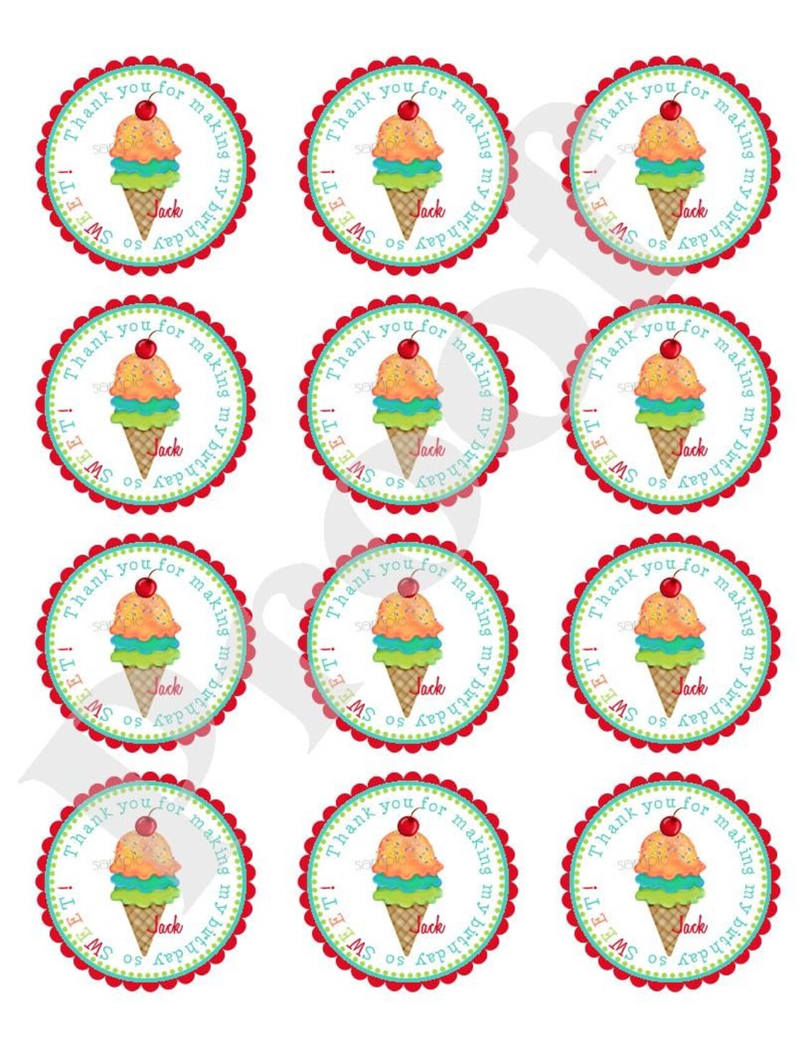 Personalized Stickers Ice Cream Treats Labels BOY Tags - Etsy
