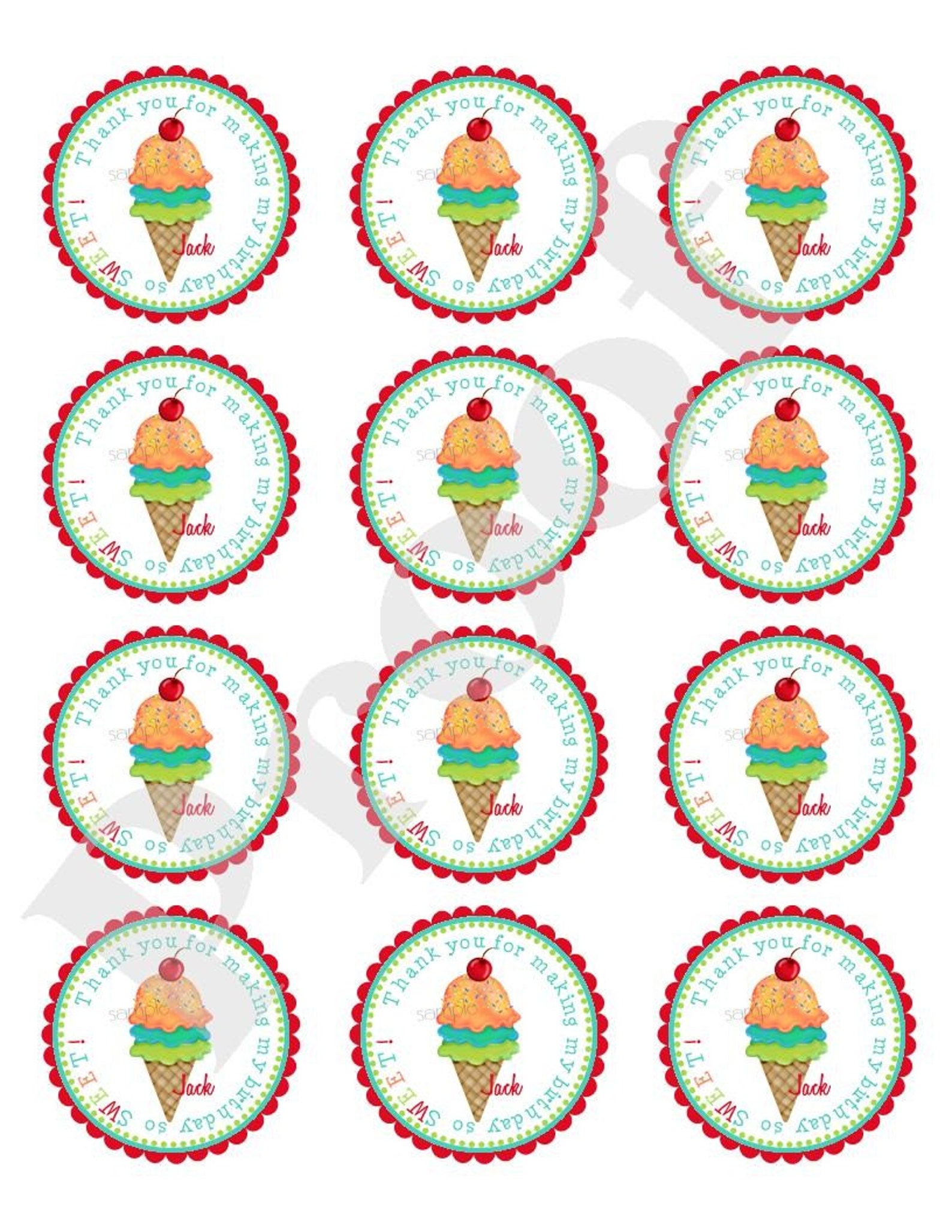 Personalized Stickers Ice Cream Treats Labels BOY Tags - Etsy