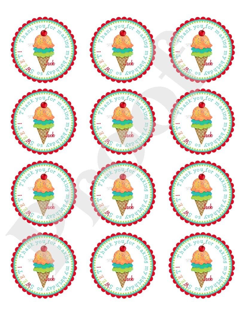 Personalized Stickers Ice Cream Treats Labels BOY Tags - Etsy
