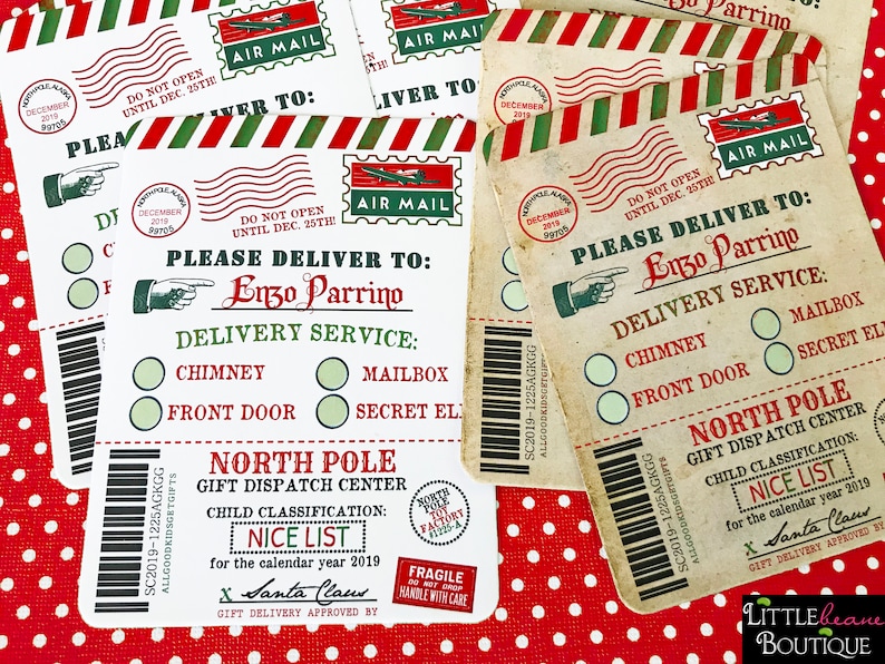 Christmas Special Delivery Stickers Christmas Air Mail Santa - Etsy