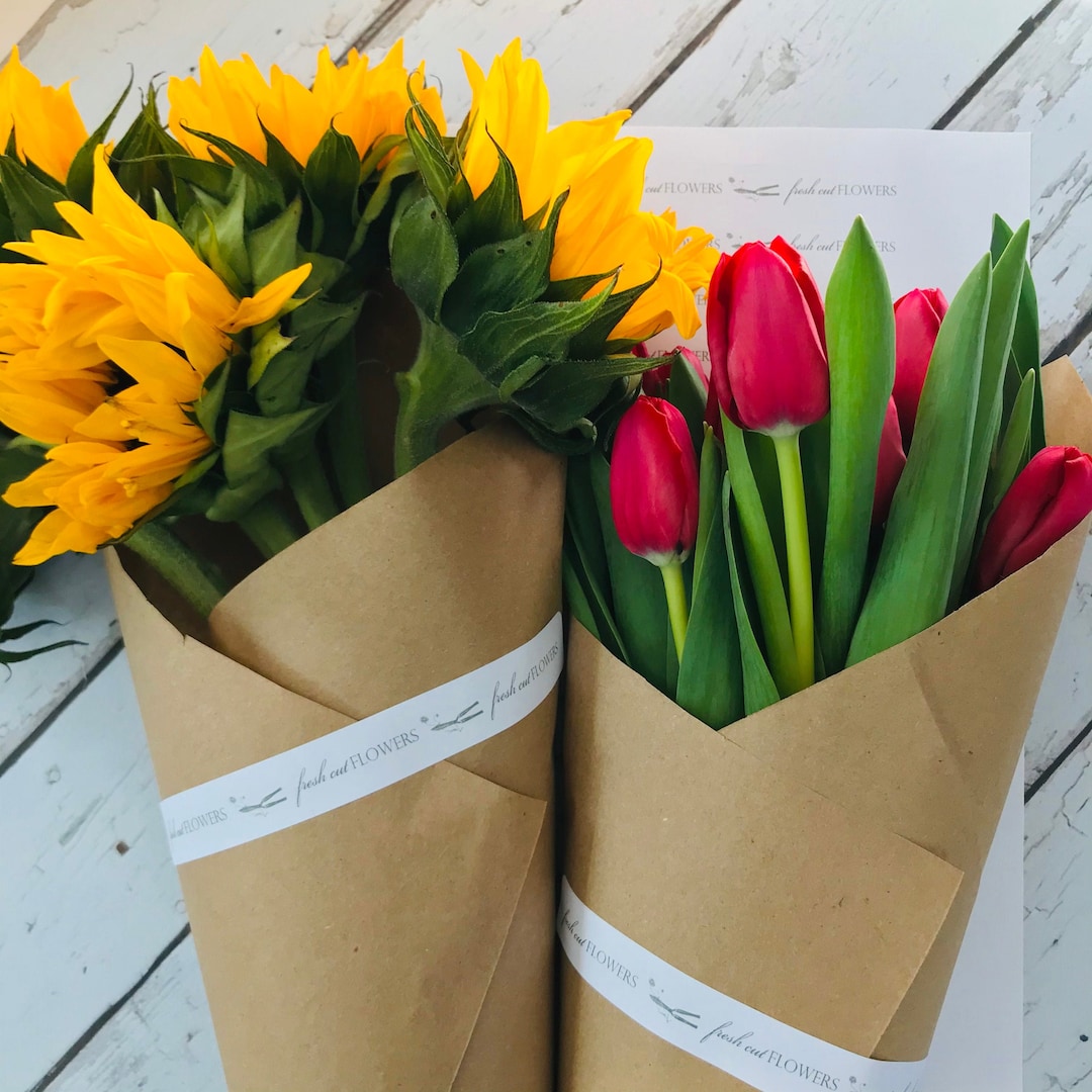 Fresh Flower Stickers, Floral Gift Labels, Bloom Bar Labels, Bouquet ...