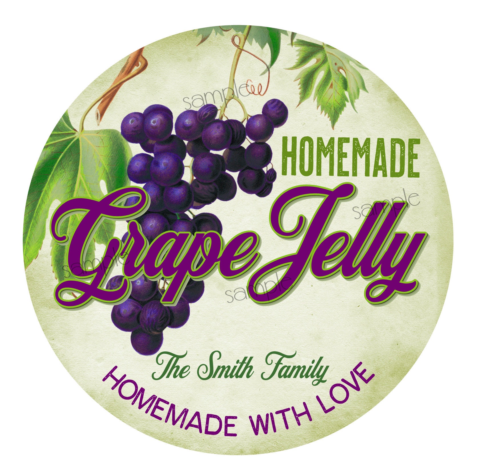 Grape Jelly Labels, Jelly Jar Labels, Grape Jelly Stickers, Grape Jam ...