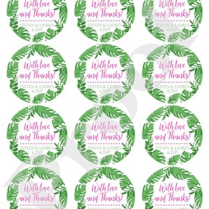 Palm Leaf Stickers, Tropical Leaf Labels, Personalized Wedding Stickers ...