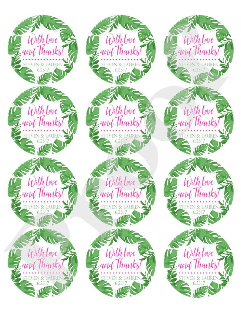 Palm Leaf Stickers Tropical Leaf Labels Personalized Wedding | Etsy