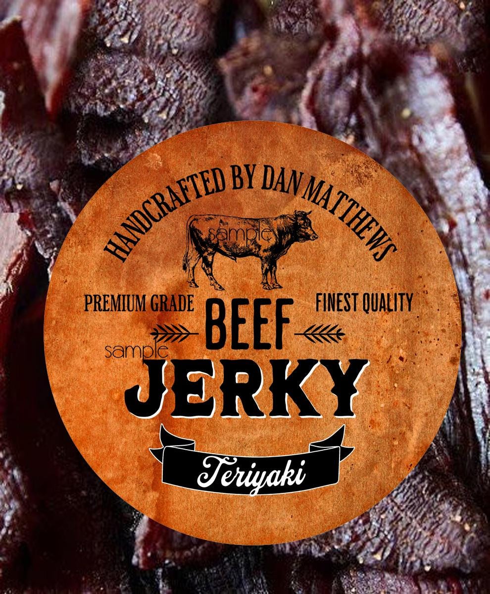 Homemade Beef Jerky Labels, Handcrafted Jerky Labels, Personalized ...