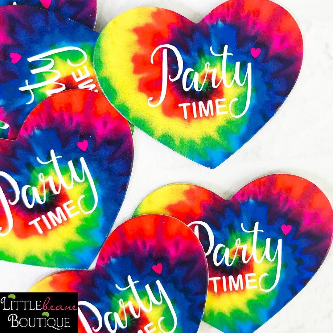 Tie Dye Stickers, Heart Stickers, Tie Dye Tags, Tie Dye Cupcake Toppers ...