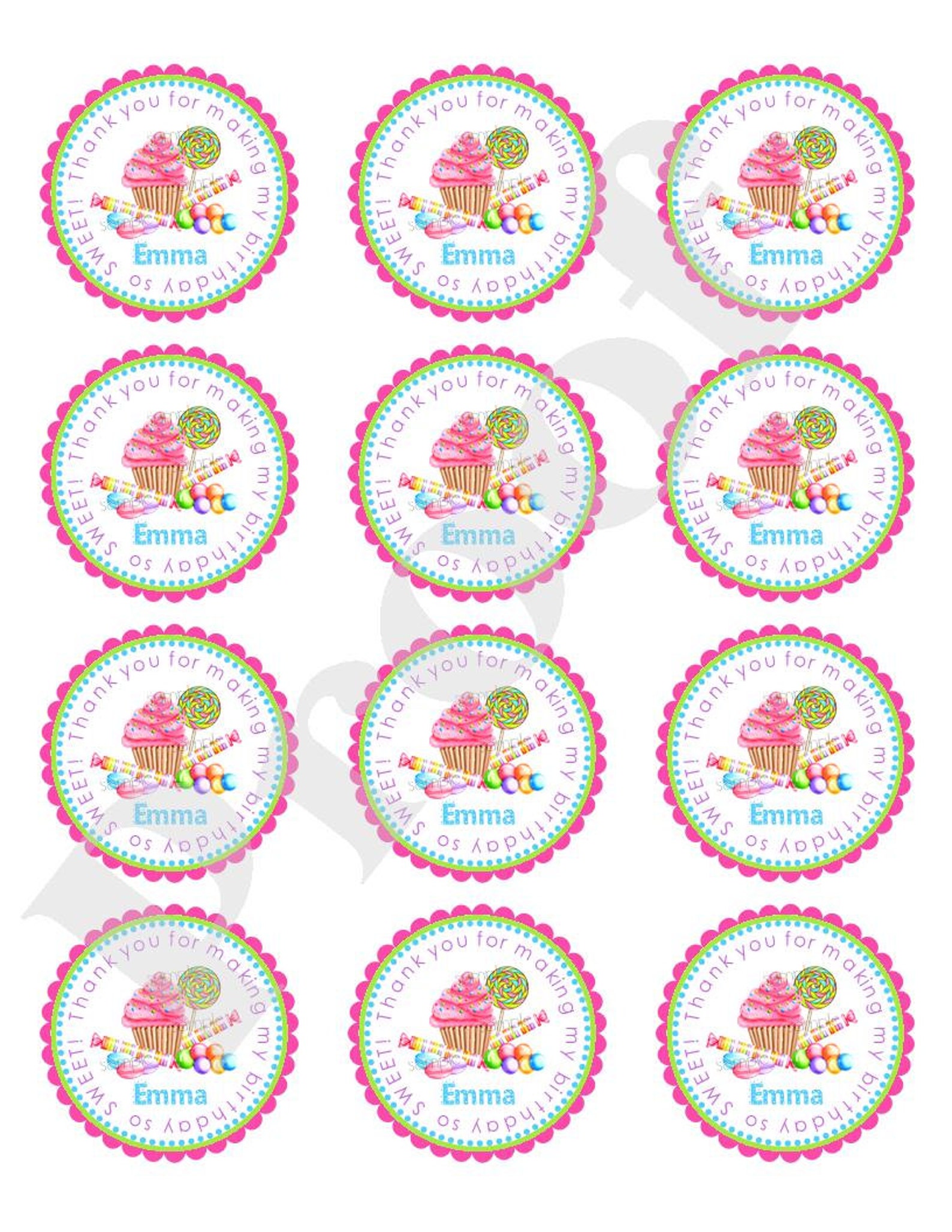 Candy Stickers Candy Labels Candy Party Favor Labels Candy - Etsy