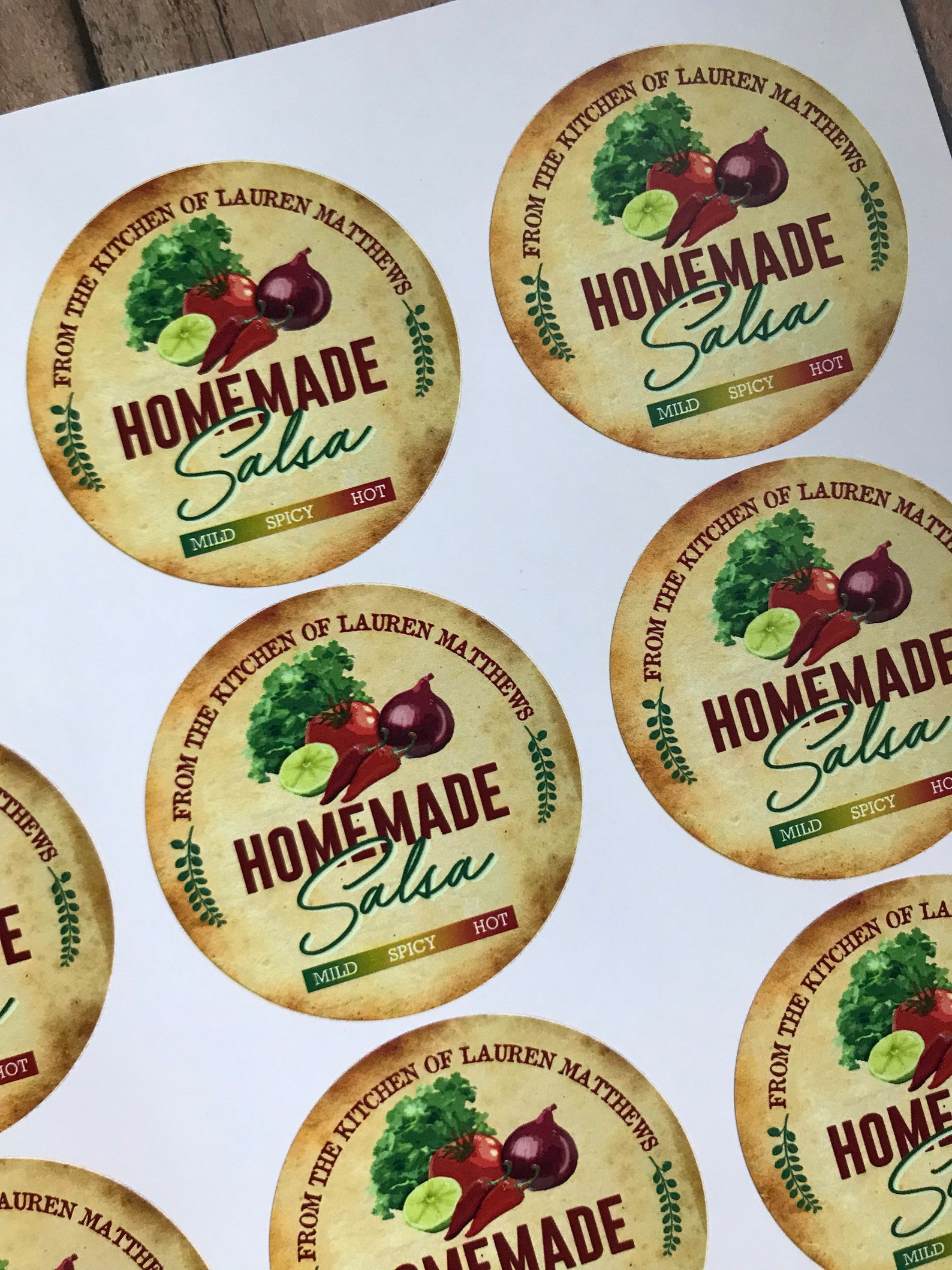 WATERPROOF Salsa Stickers, Mild Salsa Labels, Homemade Salsa Labels ...