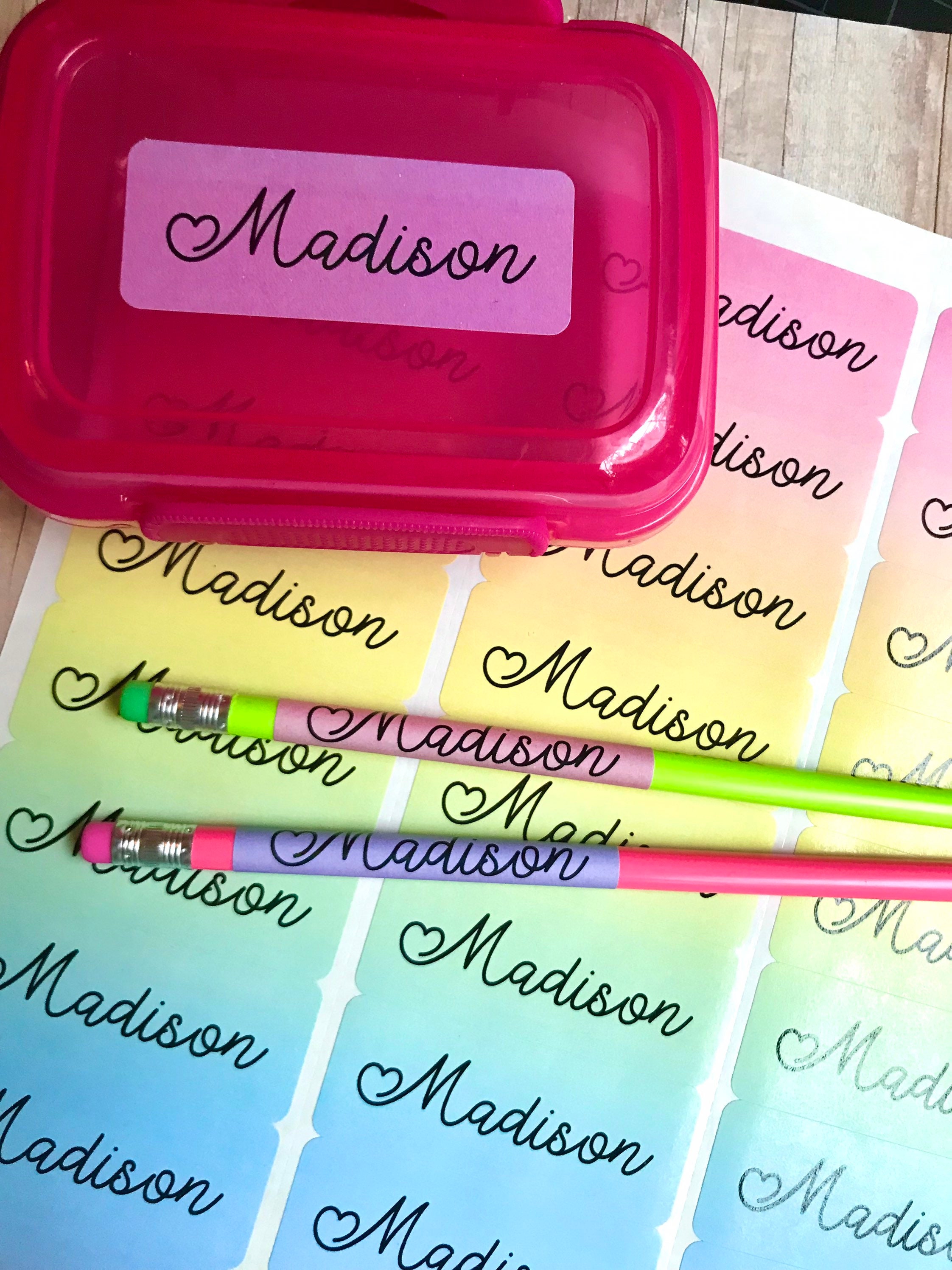 School Supplies Labels Back to School Labels Rainbow Name | Etsy