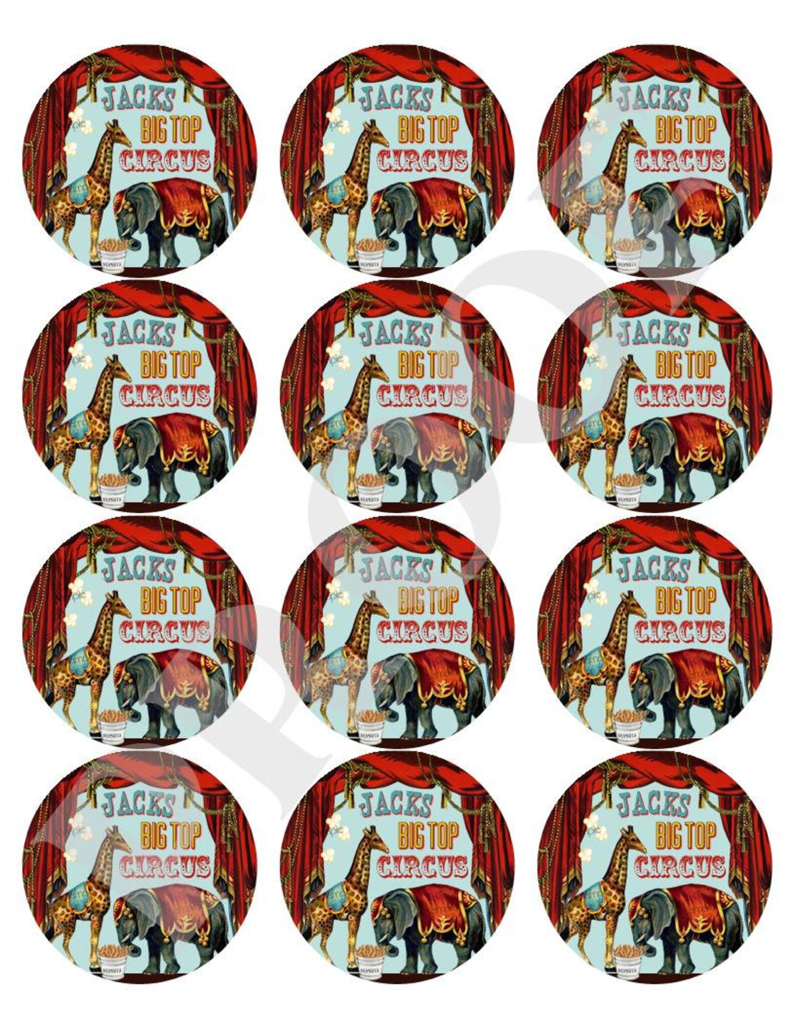 Circus Birthday Stickers Big Top Circus Vintage Circus | Etsy