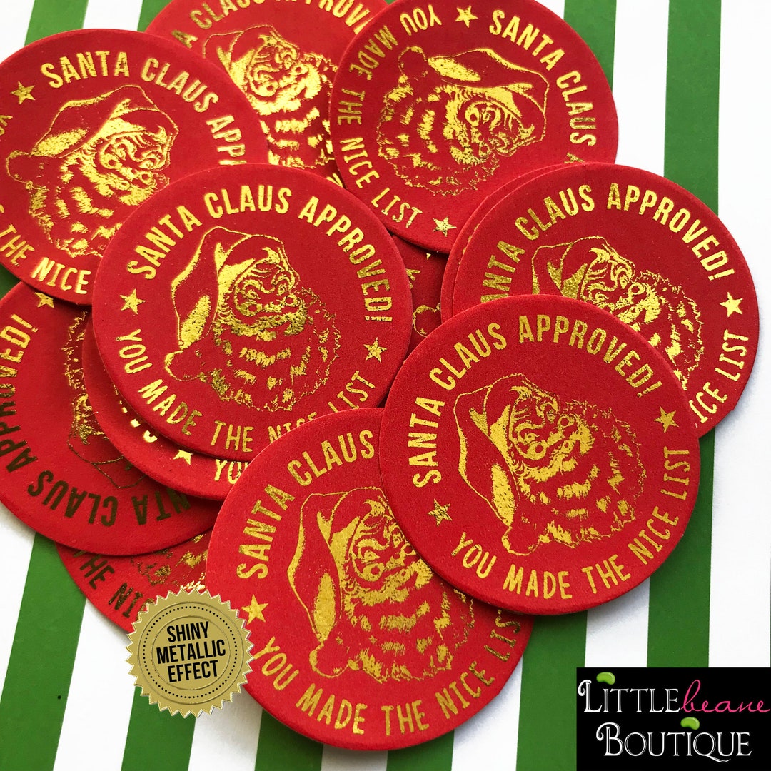 Santa Gift Labels, Santas Nice List Labels for Kids, Santa Approved ...