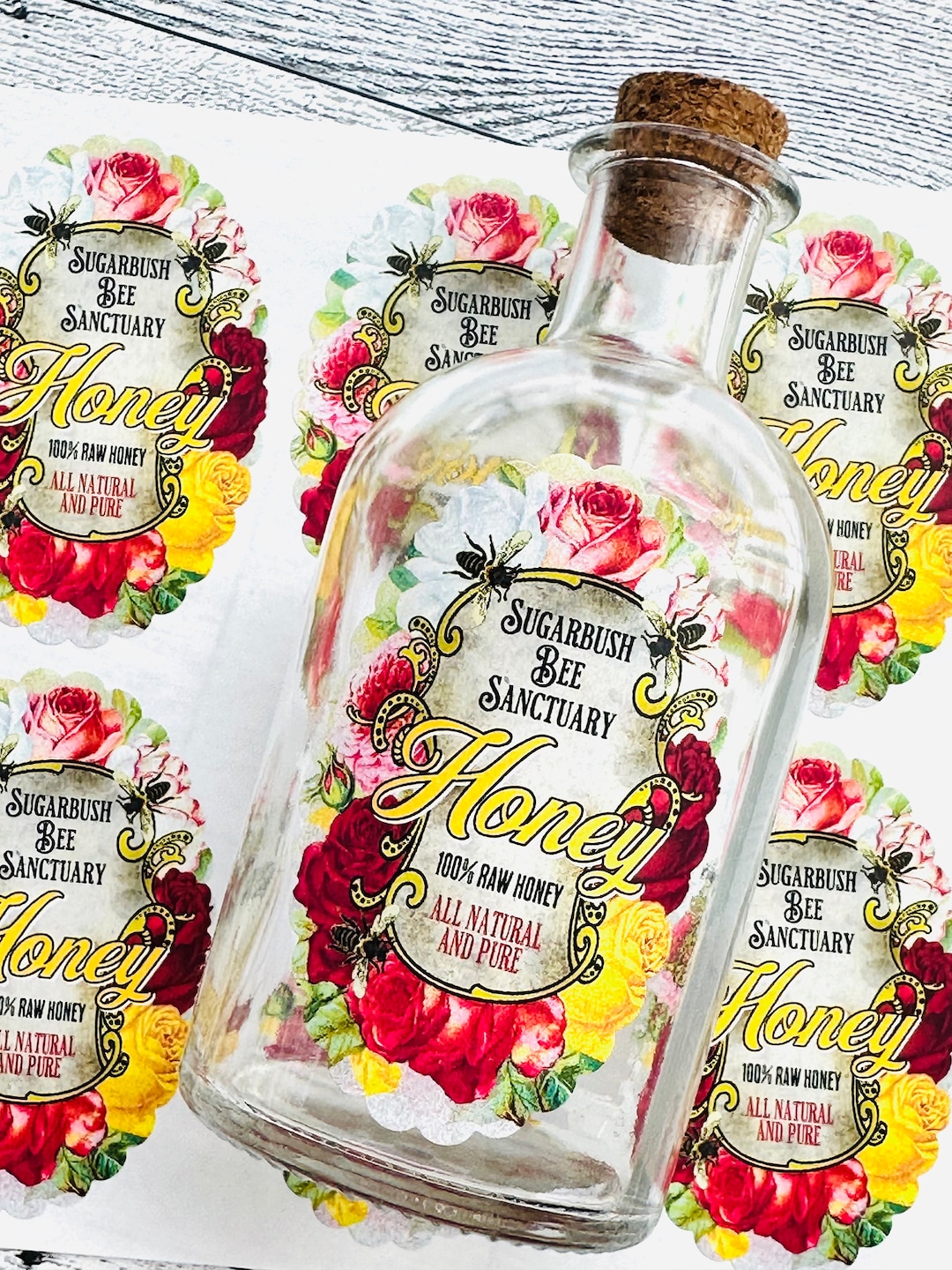 Custom Honey Labels, Honey Stickers, Raw Honey Bottle Labels, Floral ...