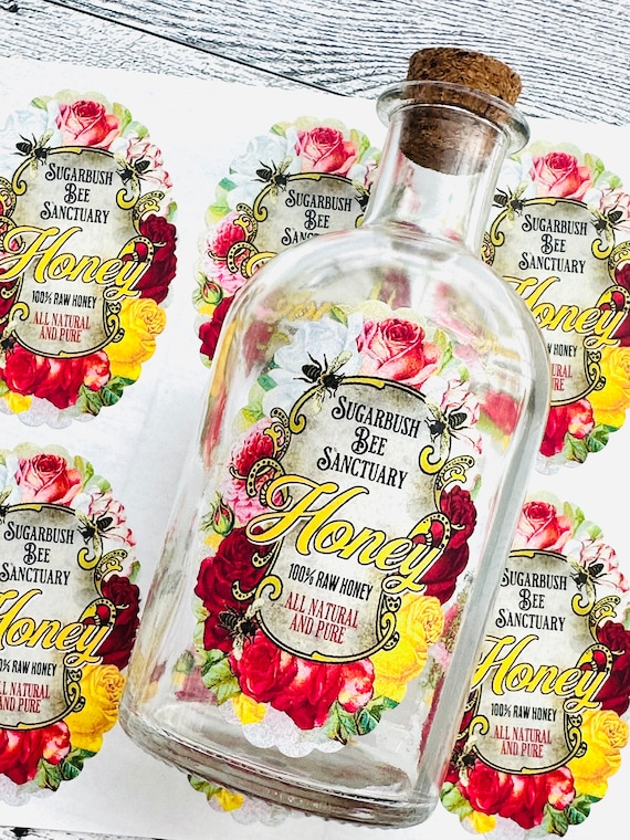Custom Honey Labels - Honey Stickers - Raw Honey Bottle labels - Floral ...