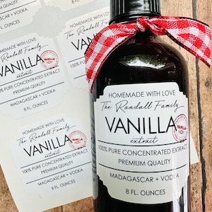 Waterproof Vanilla Extract Labels, Personalized Vanilla Extract ...