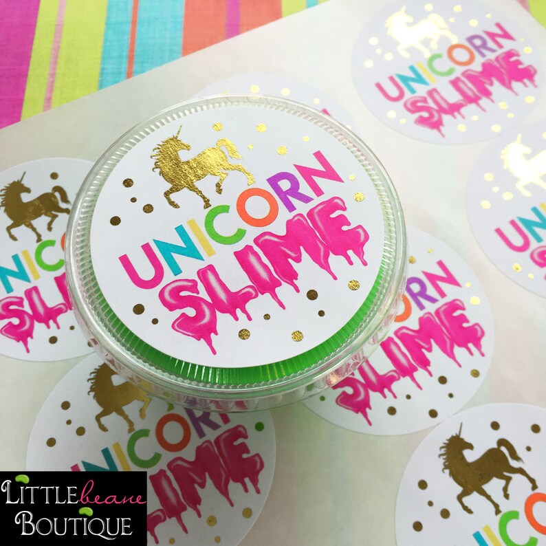 Unicorn Party Unicorn Slime Gold Unicorn Stickers Slime | Etsy