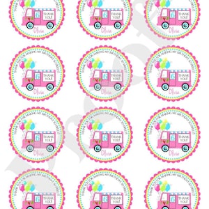 Ice Cream Birthday Party Stickers, Ice Cream and Balloons, Girls ...