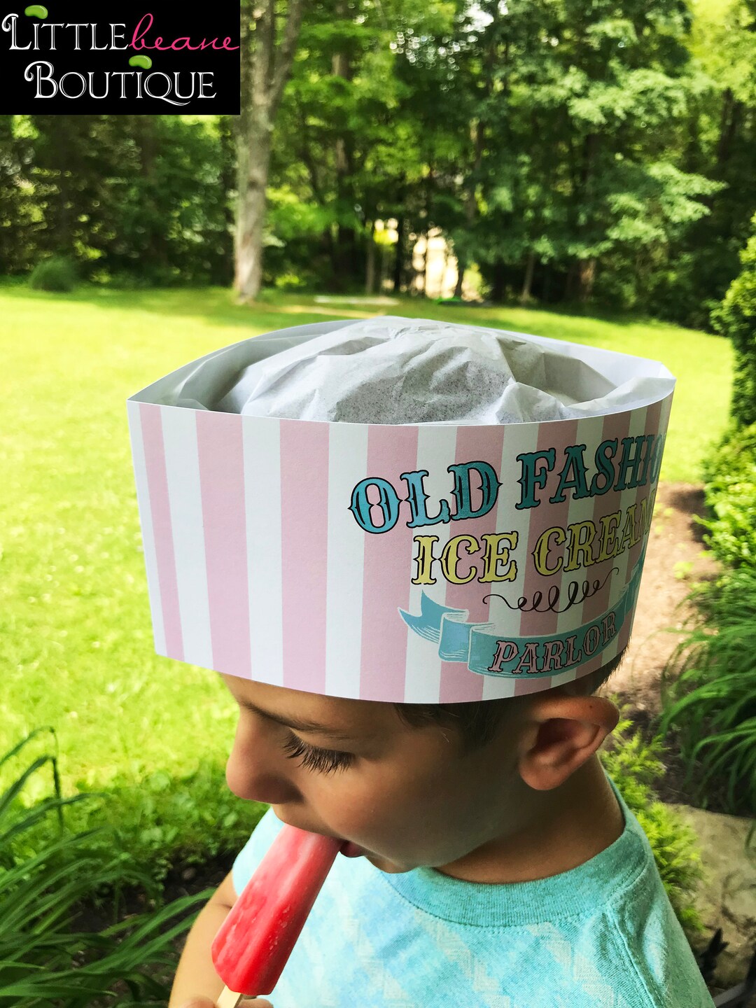 Printable Ice Cream Party Hats, Kids Soda Jerk Hats, Ice Cream Birthday ...