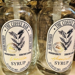 Coffee Syrup Labels, GOLD Waterproof Bottle Labels, Vintage Coffee Bar ...