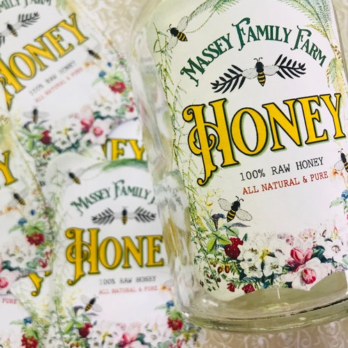 Custom Honey Labels Honey Stickers Raw Honey Labels Floral - Etsy