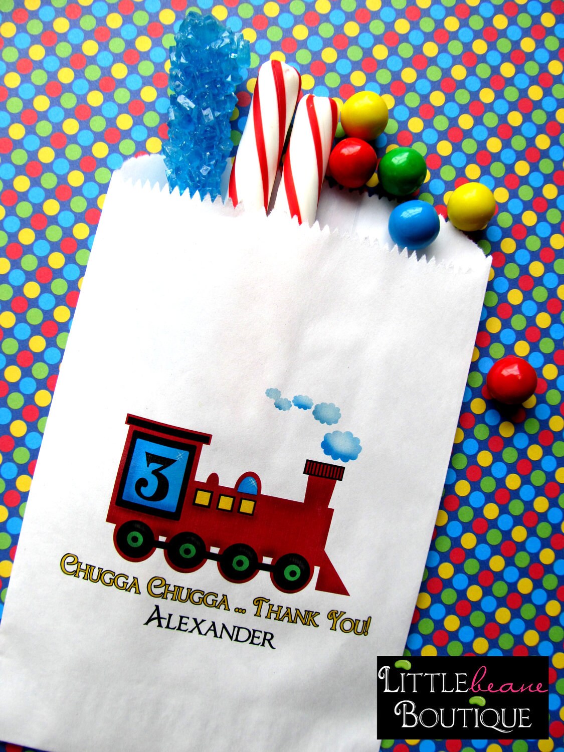Train Favor Bags, Train Birthday Party, Train Candy Bags, Train Party ...