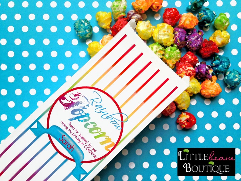 Rainbow Favor Bags Rainbow Popcorn Bags Rainbow Party Tall - Etsy