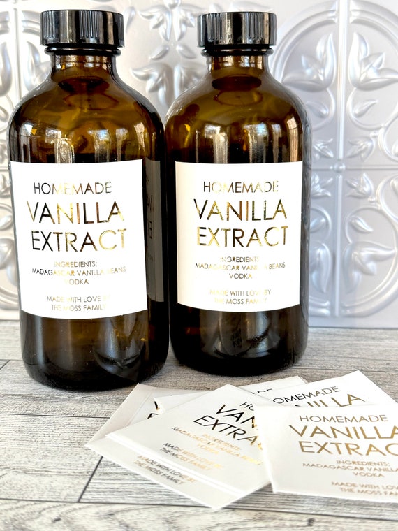 GOLD Waterproof Homemade Vanilla Extract Labels - Personalized Vanilla ...