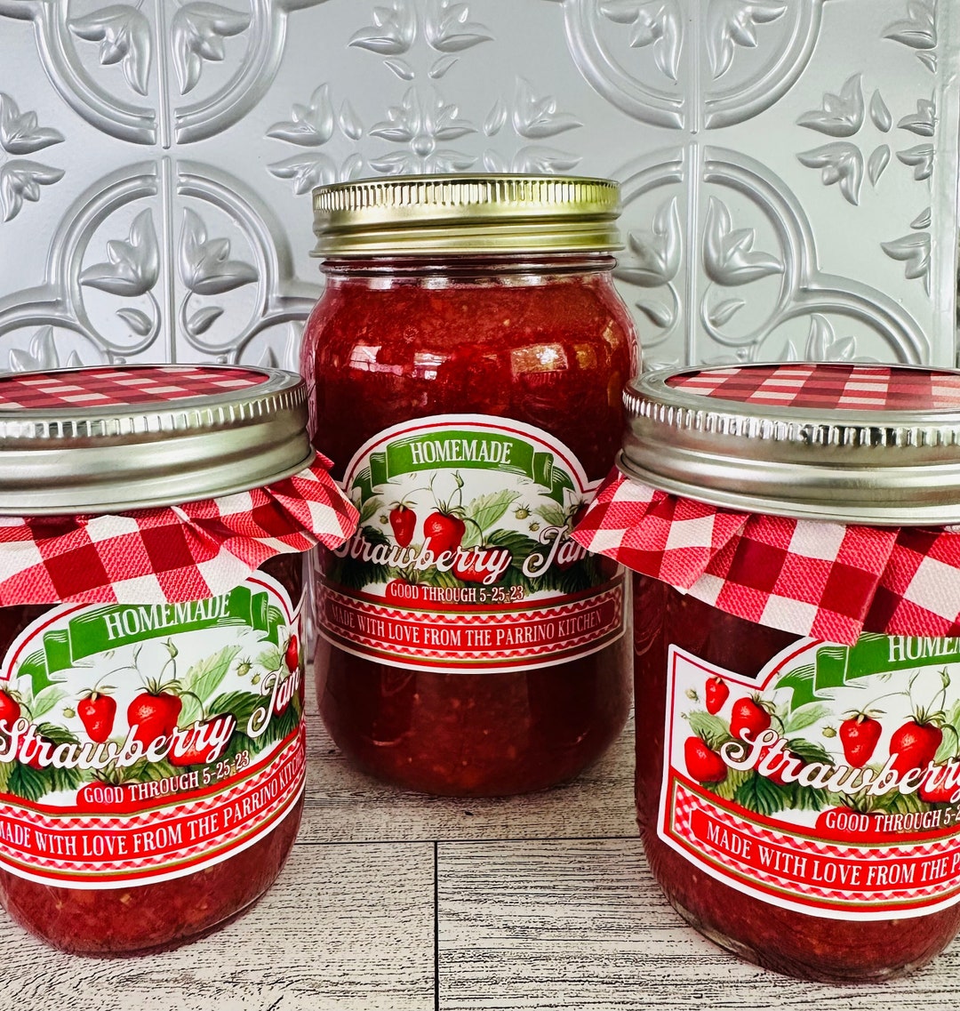 Strawberry Jam Labels, Custom Canning Labels, Personalized, Strawberry ...