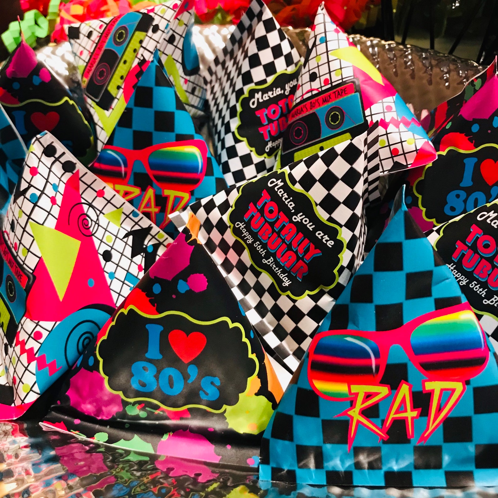 Printable 80's Party Favors Pyramid Template - Etsy