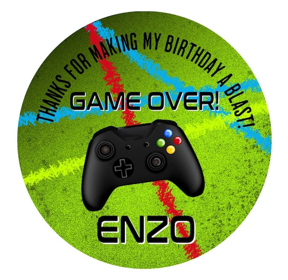 Video Game party Stickers, Gamer Birthday party, Video Game favor ...