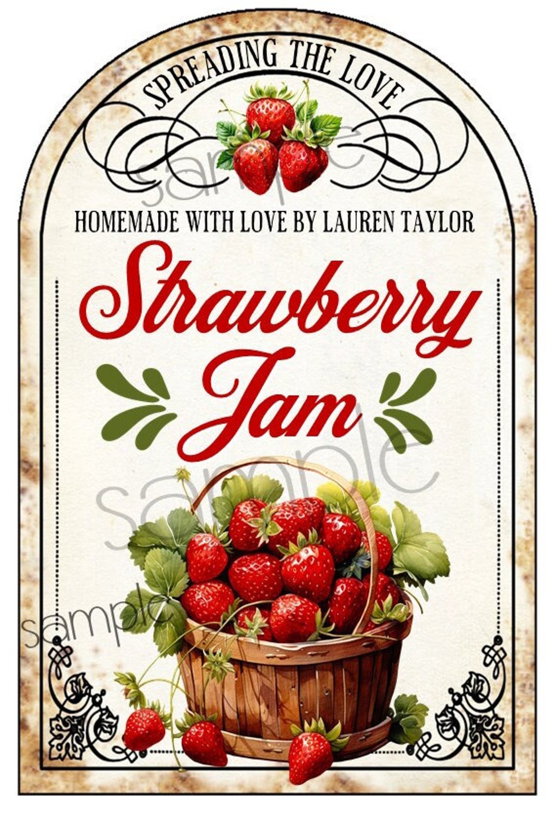 Waterproof Jam Labels, Personalized Strawberry Jam Label, Custom Fruit ...