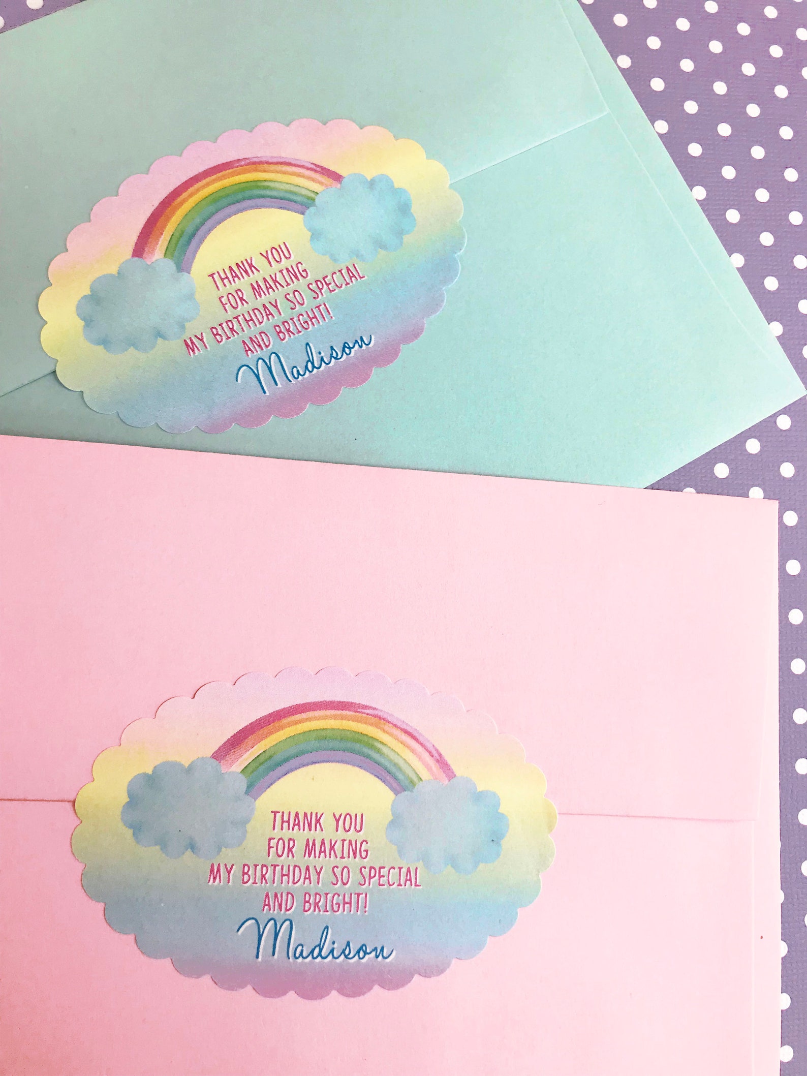 Rainbow Birthday Party Stickers Pastel Rainbow Labels - Etsy