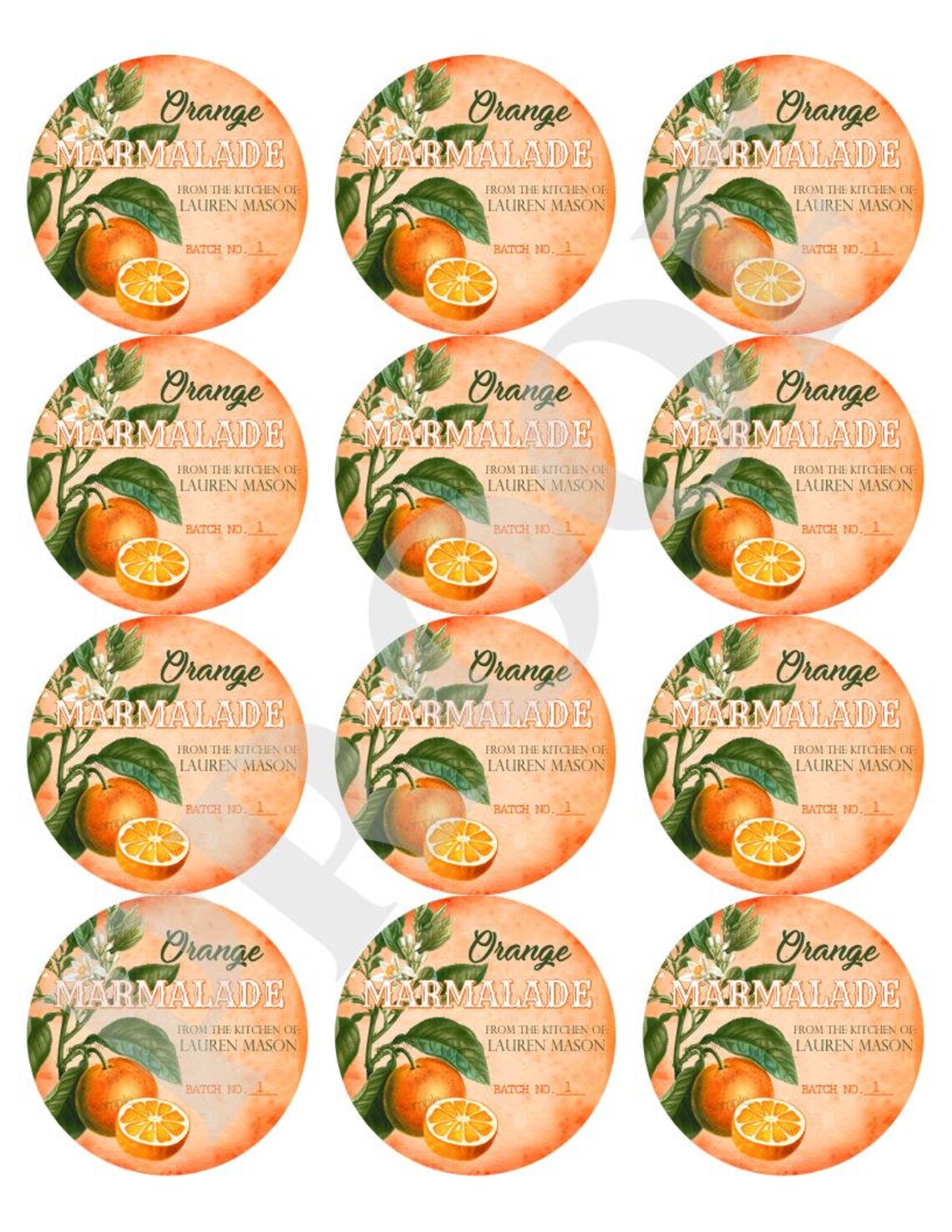 Custom Orange Marmalade Lables Orange Chutney Tags - Etsy