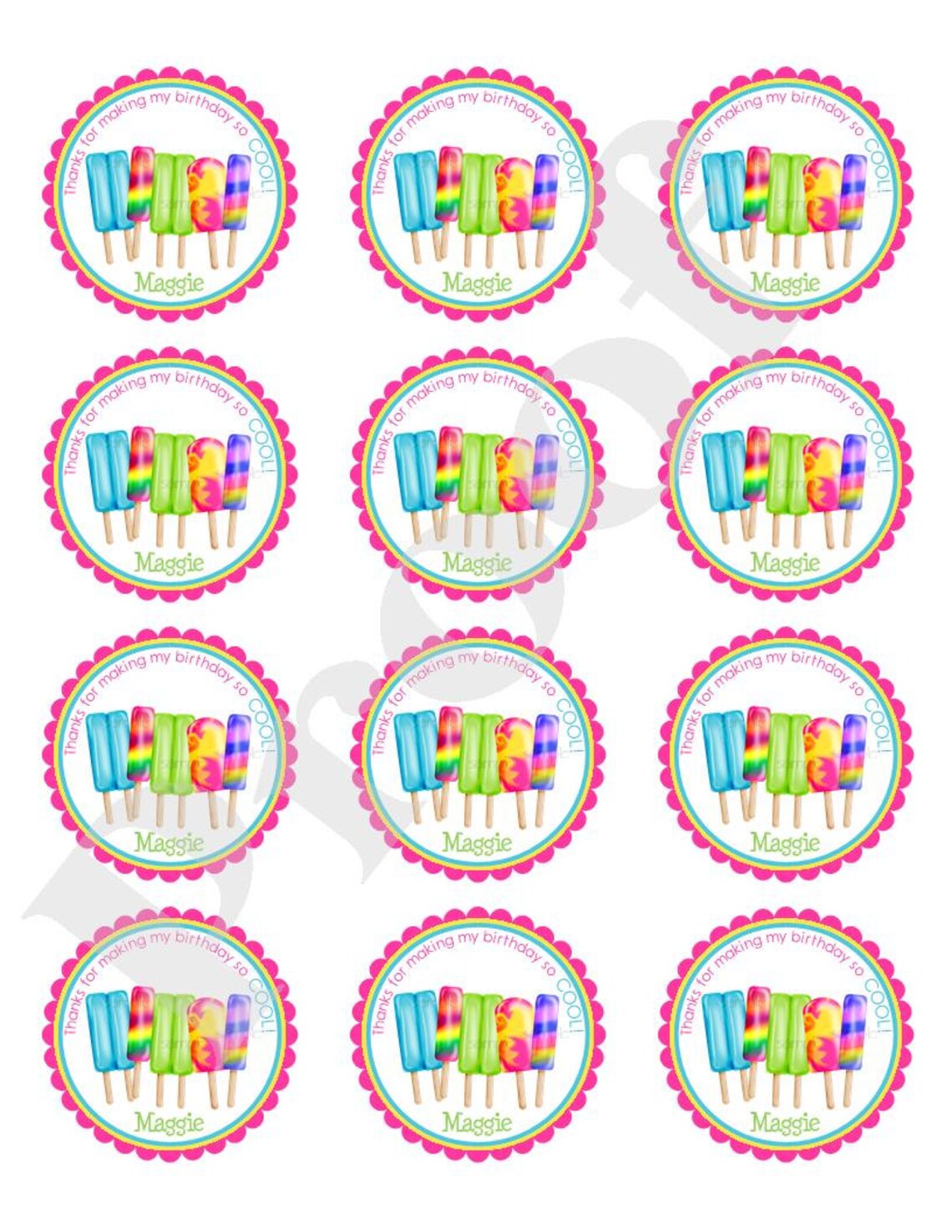 Ice Pops Stickers Birthday Party Labels Seals Favor - Etsy