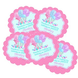 Personalized Candy Stickers, SCALLOPED, Cotton Candy Stickers, Circus ...
