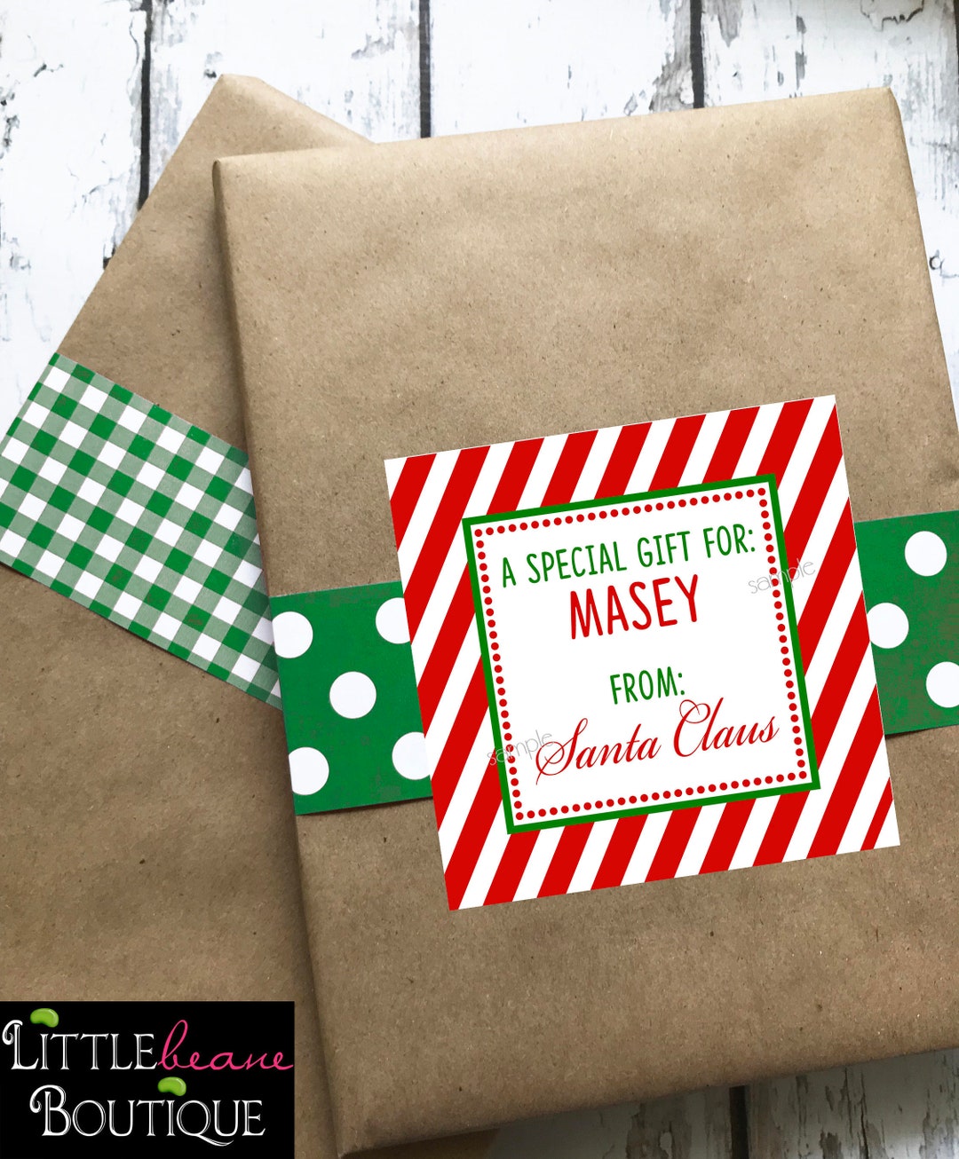 Santa Christmas Labels, Candy Cane Stripe, Signed by Santa Labels ...