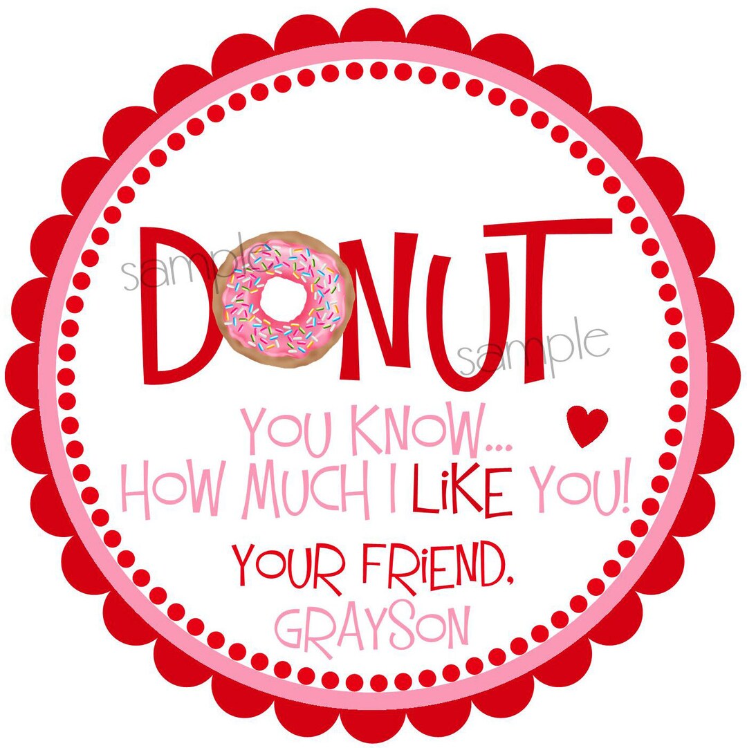 Donut Valentines Day Stickers, Donut You Know Favor, Valentines Day ...