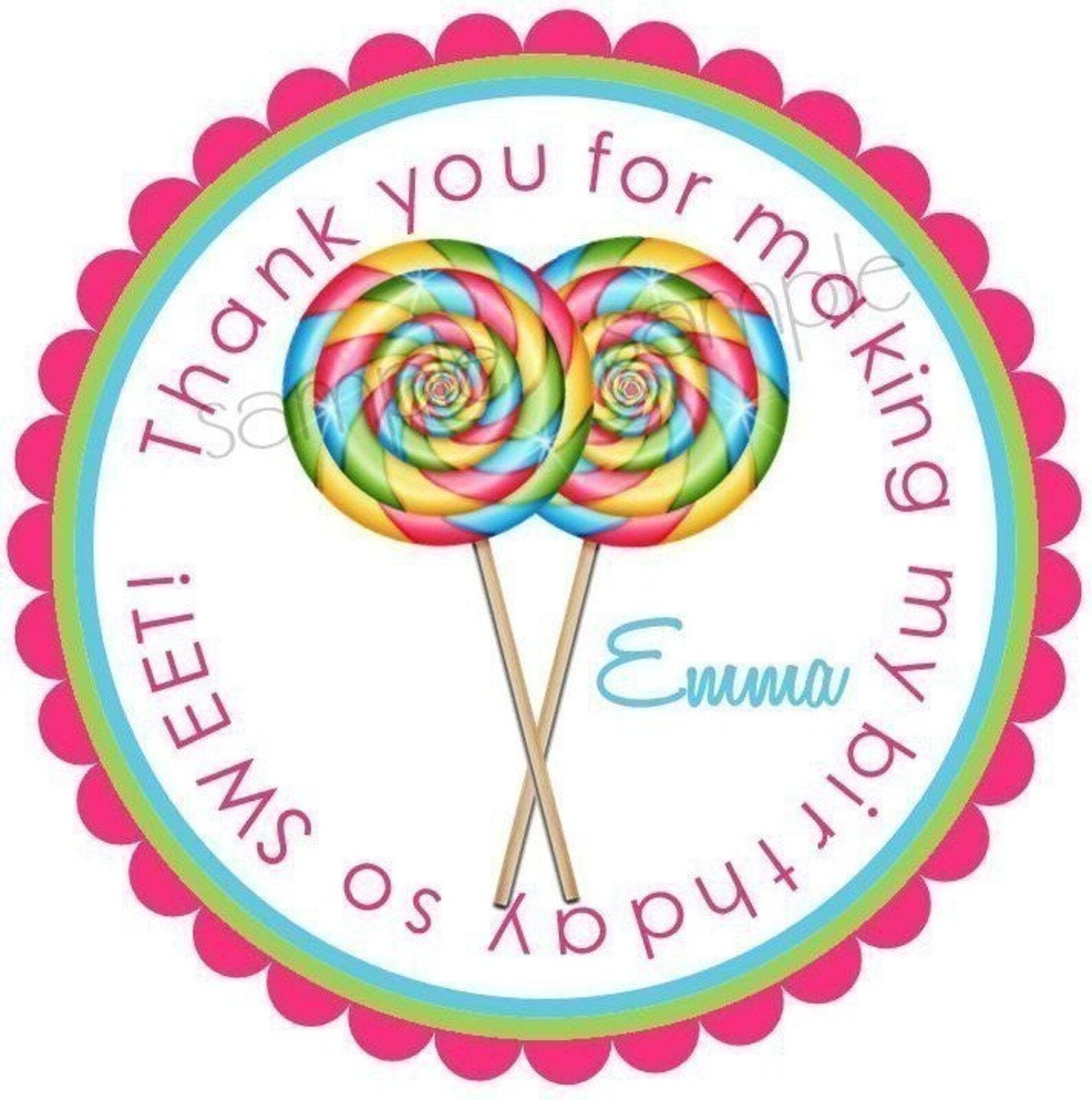 Lollipop Stickers, Sweet Shop Lollipop, Candy Favor Labels, Candy ...