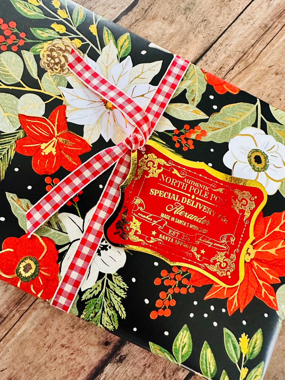 Personalized GOLD Santa Gift Tags, Santas Workshop Tags, Christmas Gift ...